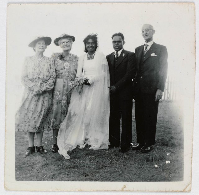 Mrs Irving, Mrs Retta Long, bride Aileen Willis, groom Don Brady and Mr ...