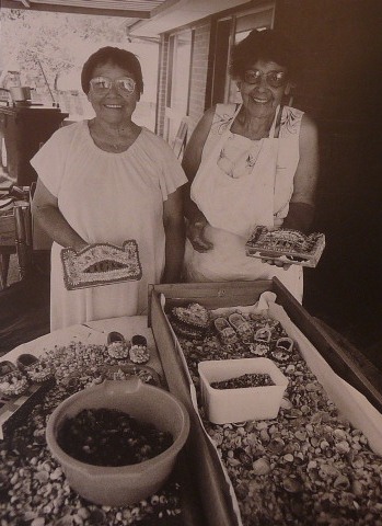 Lola Ryan and Mavis Longbottom creating art shellwork | A History of ...