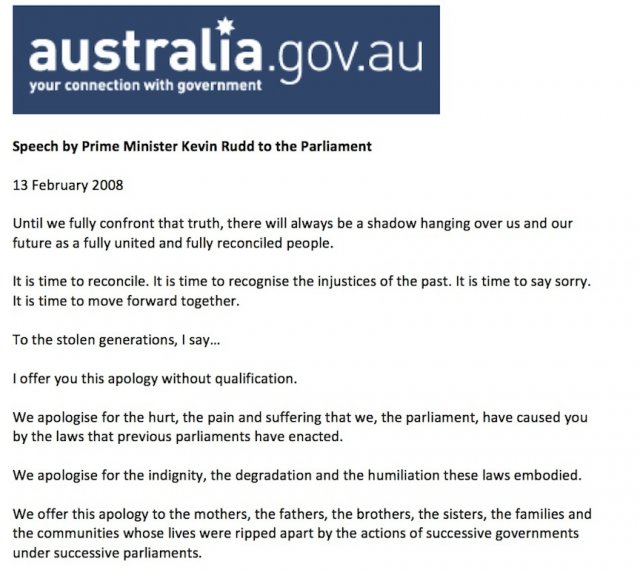 Prime Minister, Kevin Rudd's Apology to the Stolen Generations - 2008 ...