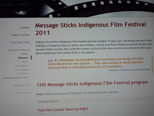 Message Stick film festival poster | A History of Aboriginal Sydney